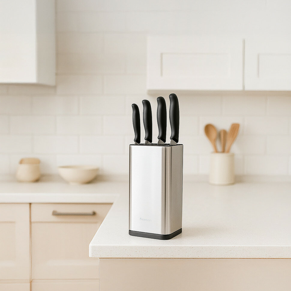 12888 FISSMAN Подставка для хранения кухонных ножей 10,5x10,5x23см (нерж. сталь)