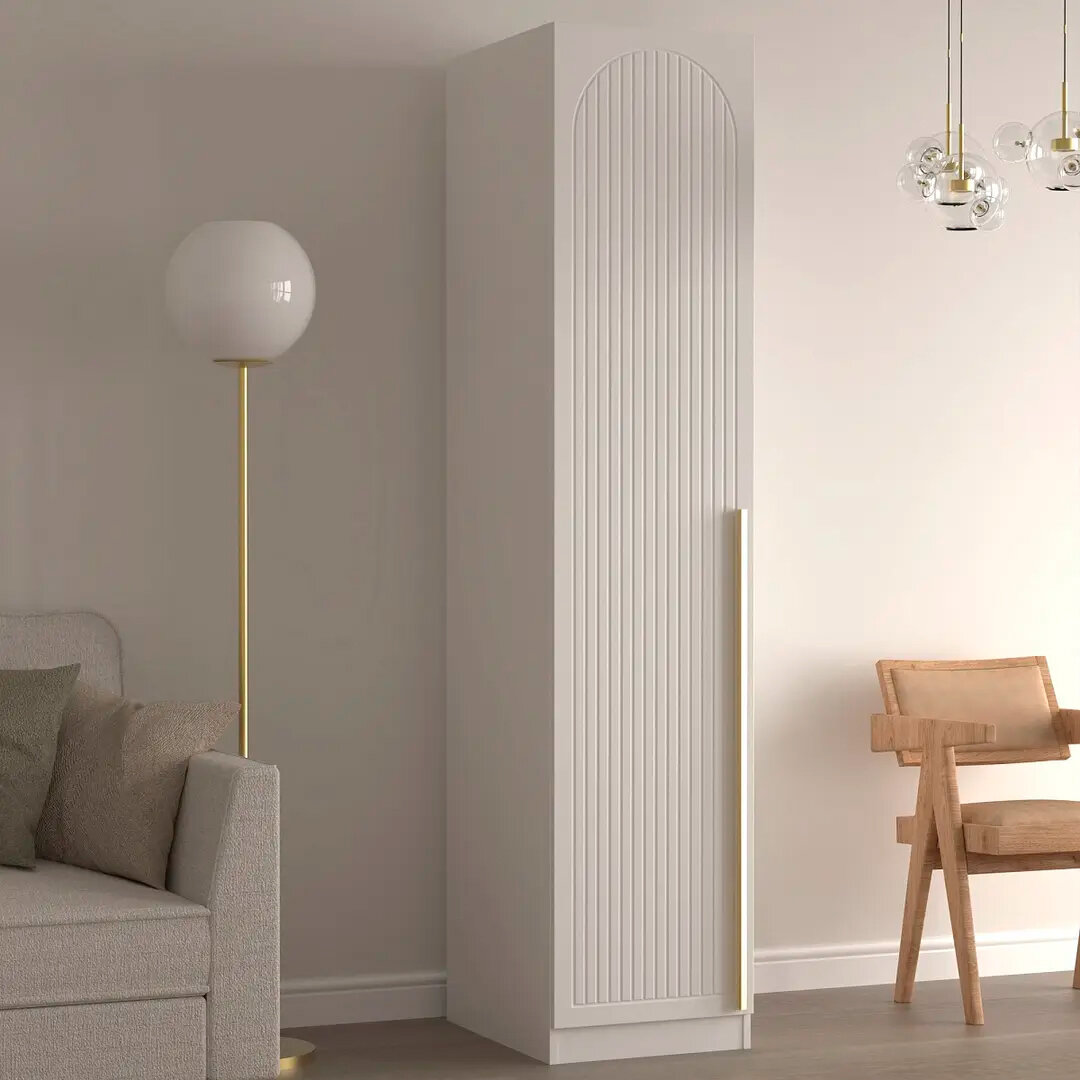 Распашной шкаф-пенал Синергия 2.1 МДФ Лайн белый (0,27) A10030 Белый снег 8685 BS NW 50*50*200 см GOODFORM