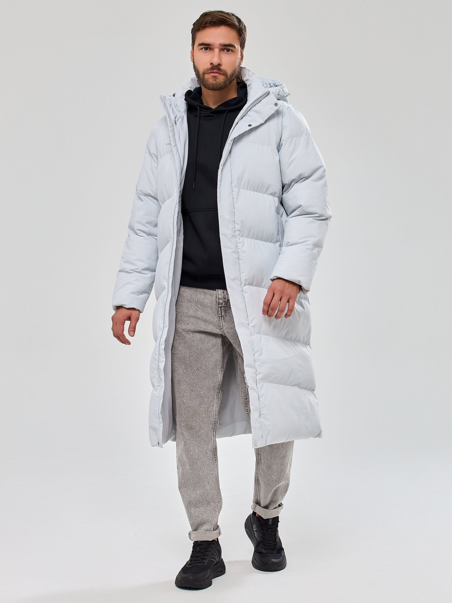 Пуховик Long Padded Jacket, мужской, зимний, удлиненный, с капюшоном