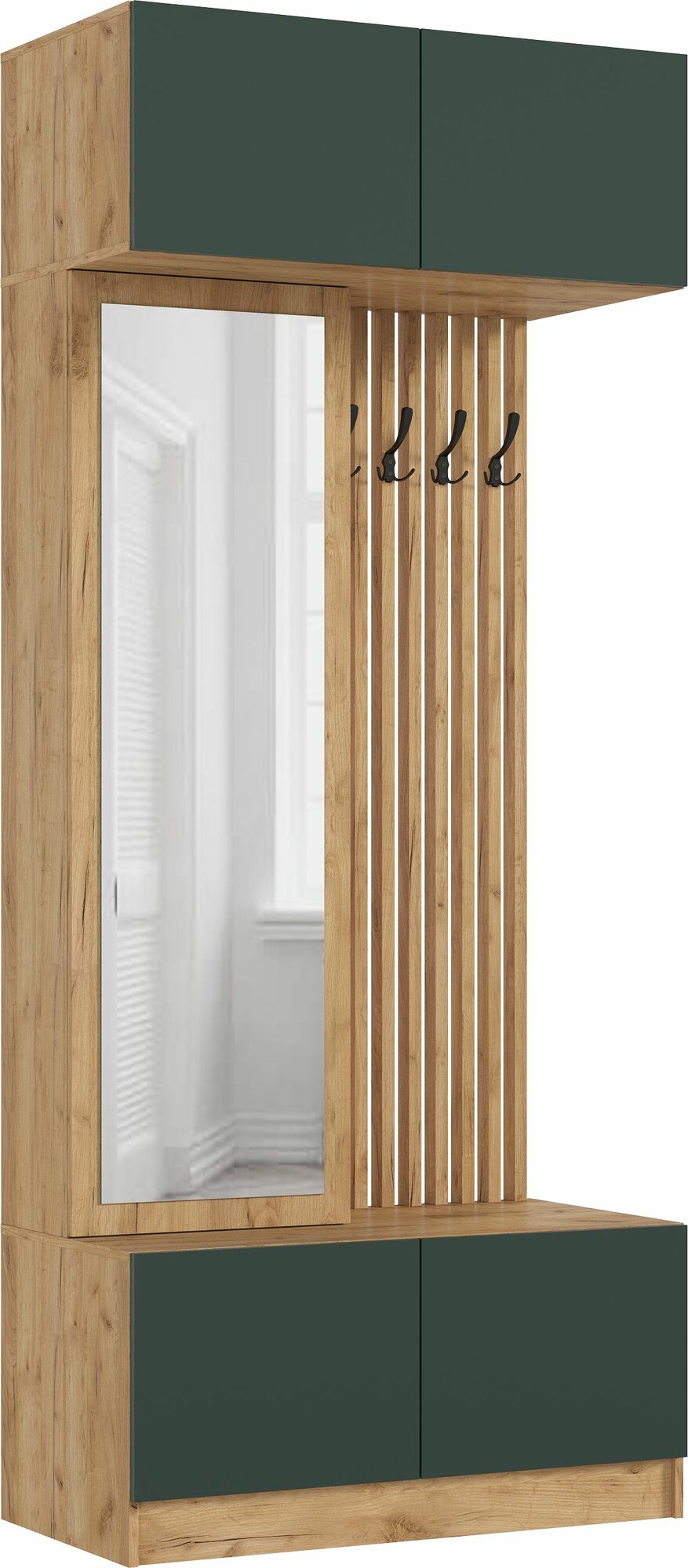 Прихожая Регина мебель для прихожей 1000х2400х520 (Изумрудный/Дуб Крафт) МИФ