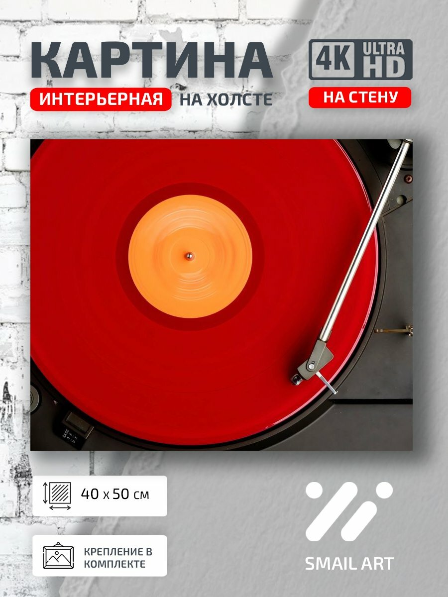 Картина на холсте интерьерная 40 на 50 на стену Пластинка Mood для кабинета атмосфера декор