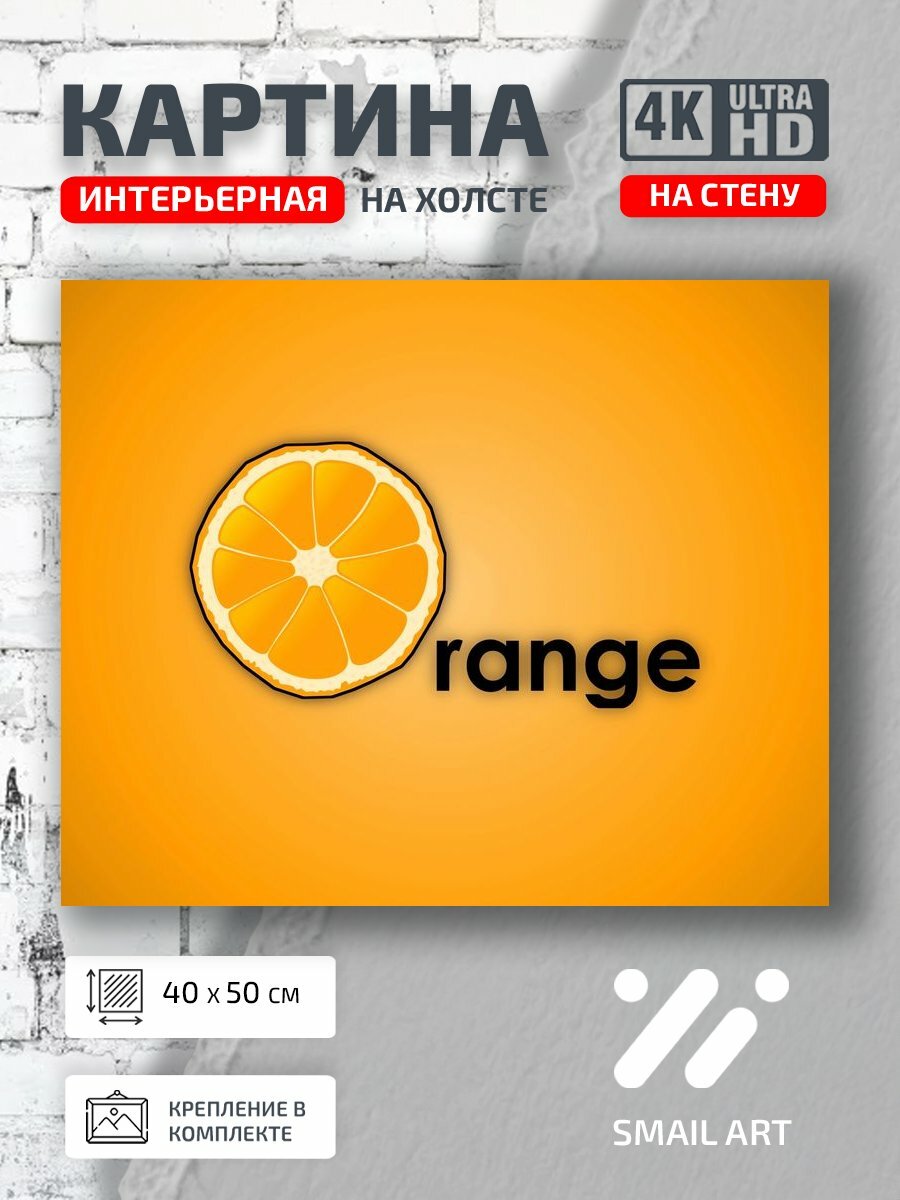 Картина на холсте интерьерная 40 на 50 на стену Апельсин orange для кабинета атмосфера