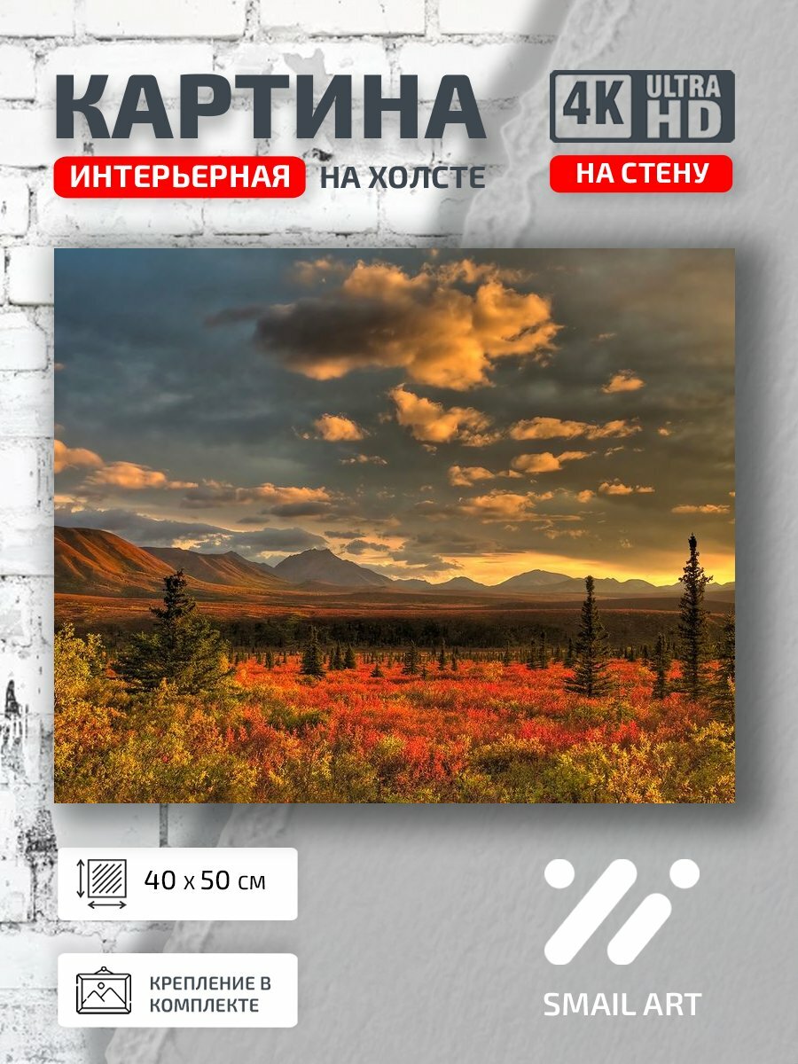 Картина на холсте интерьерная 40 на 50 на стену Горы Landscape для кабинета пейзаж интерьер