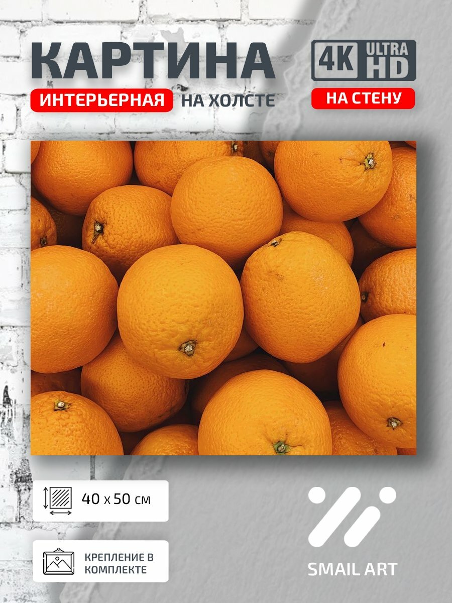 Картина на холсте интерьерная 40 на 50 на стену Оранжевый Food для кухни кулинария интерьер