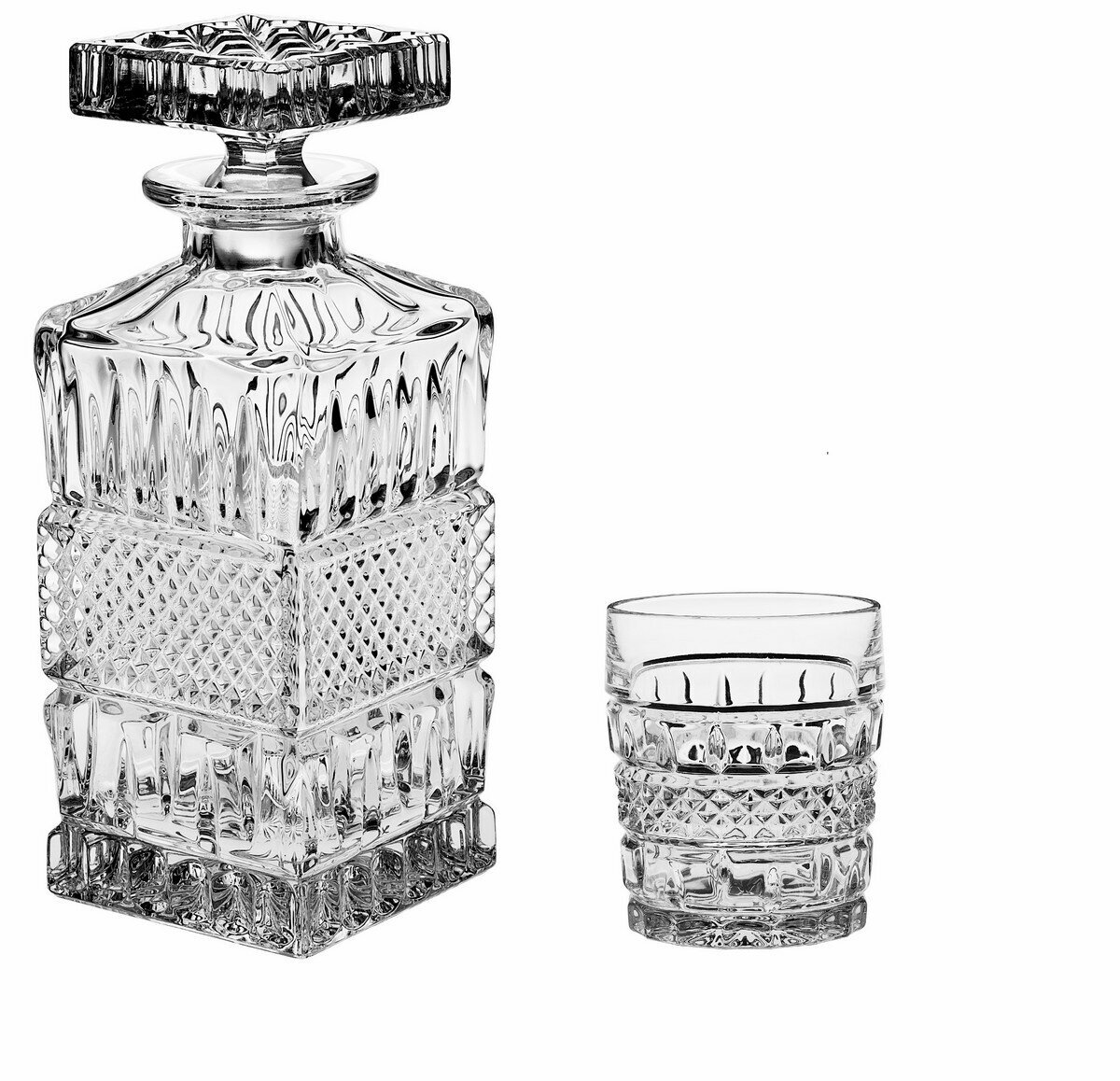 Набор для виски "BRITTANY": 1 штоф 700 мл + 6 стаканов 240 мл, хрусталь, Crystal Bohemia/ БПХ511