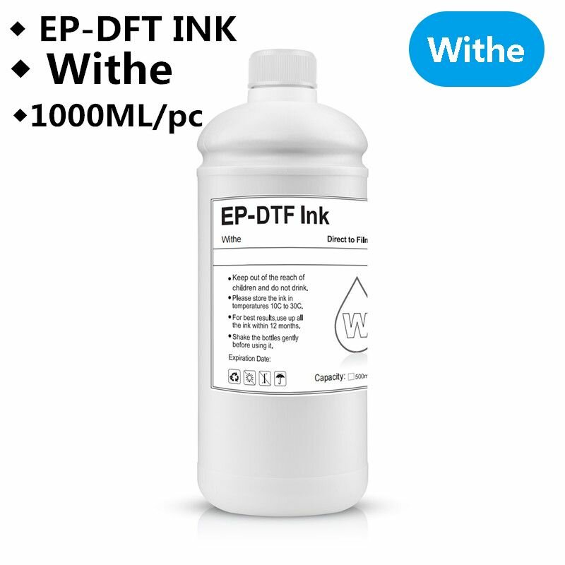 DTF INK Текстильные пигментные DTF чернила, цвет белый (White),1000ml для принтеров с печатными головками Epson DX5, DX7, TFP, i3200/4720