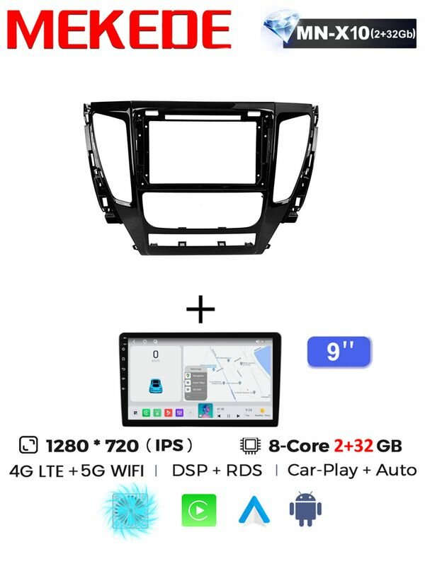 Магнитола 9" Mekede MN X10 Pro 2/32 Gb Mitsubishi Pajero Sport 3 2016-2019 carplay