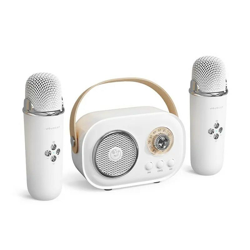 Система для караоке Bluetooth с беспроводными микрофонами Портативный динамик Bluetooth с микрофонами Беспроводной динамик для КТВ Bluetooth Свет Двухмикрофонная версия 3 штуки