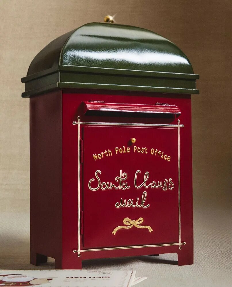 ZARA HOME Макушка для елки 41 см ZARA HOME SANTA MAILBOX CHRISTMAS DECOR / Новогодний почтовый ящик Санта-Клауса 1 шт.