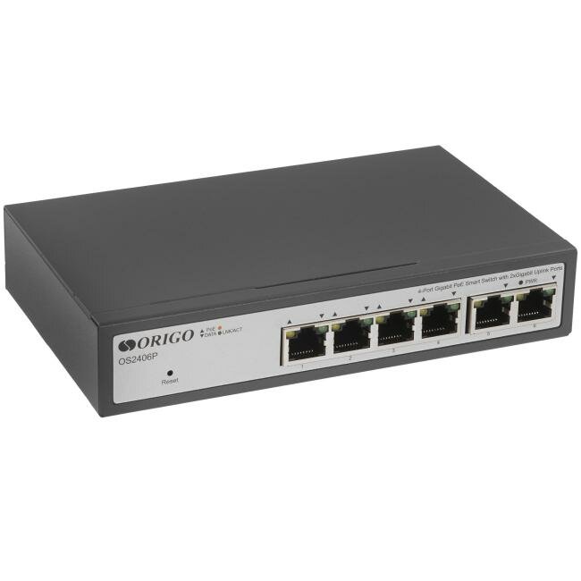 OS2406P/60W/A1A ORIGO Настраиваемый L2 PoE-коммутатор 4x1000Base-T PoE, 2х1000Base-T, PoE-бюджет 60 Вт