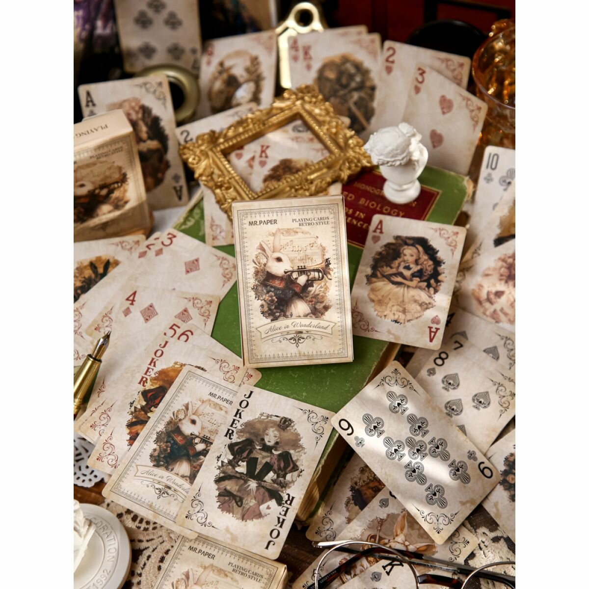 Игральные карты Алиса, ретро-коллекция с изображениями животных и синей сердцевиной бумаги для покера, дурака и магических трюков