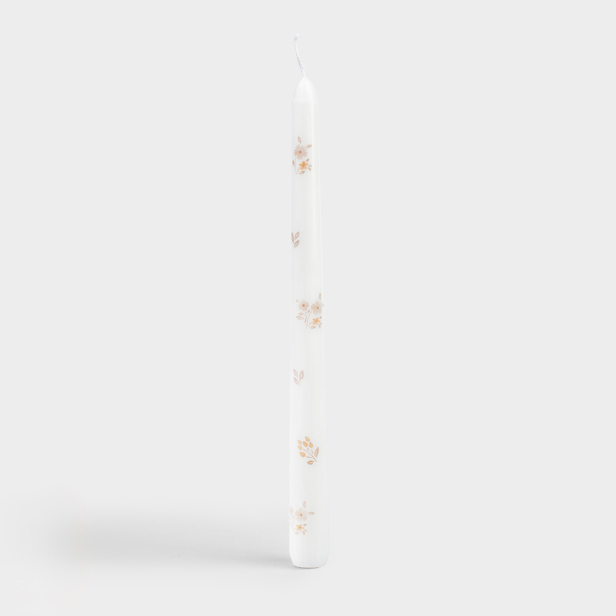 Свеча декоративная Kuchenland, 25 см, тонкая, белая, Винтажные цветы, La flore