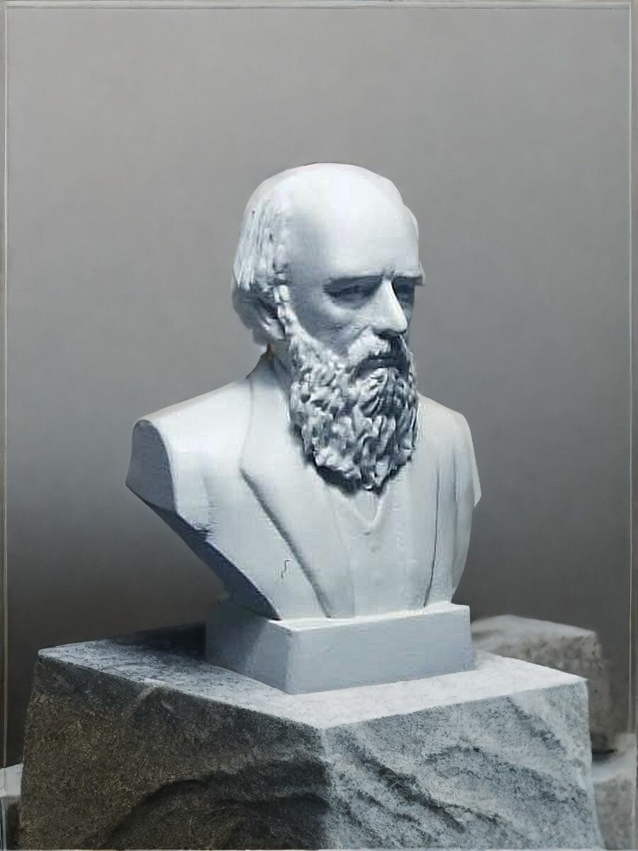 Бюст Достоевского в костюме из камня. Высота 60мм. Бесшовный. Высокая детализация. Тяжелый и холодный