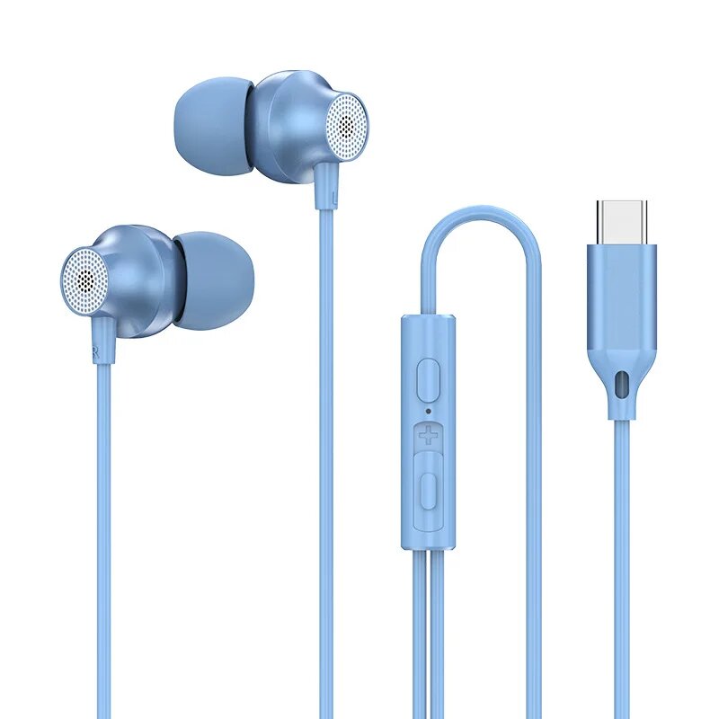 Проводные наушники Type-C Blue для OnePlus, Huawei, Xiaomi