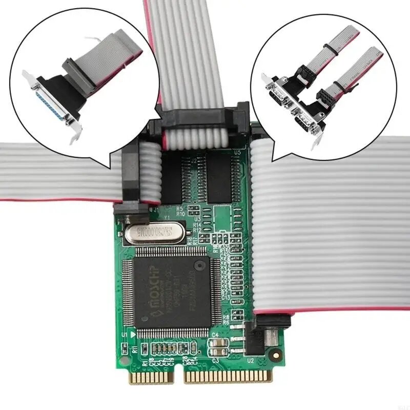 PCIe To RS232 Serial DB9 + 25PIN DB25 COM Adapter Card