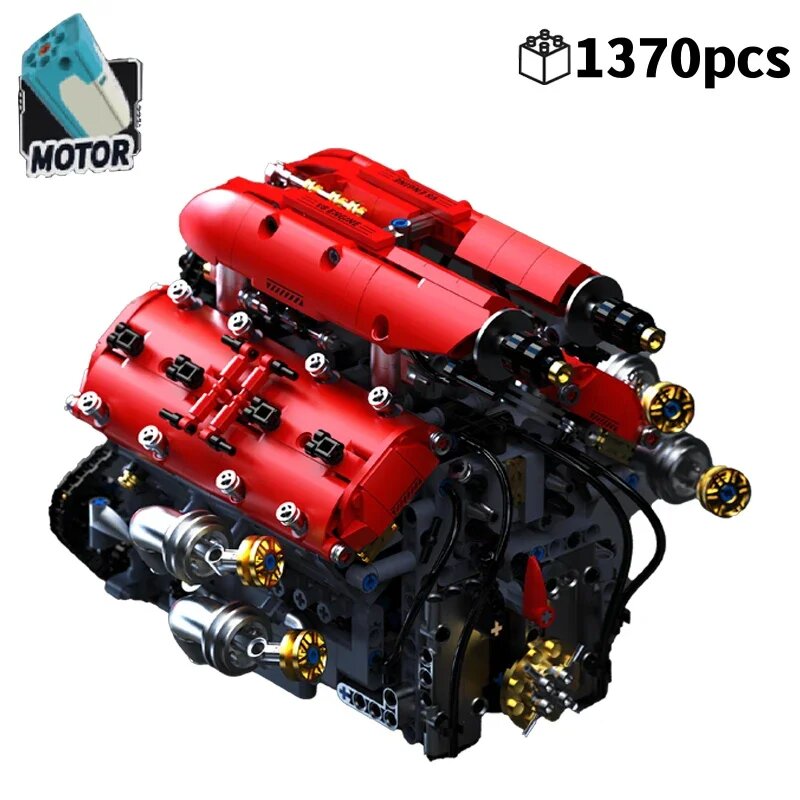 Конструктор V8 двигателя yaafun 1370 деталей no box