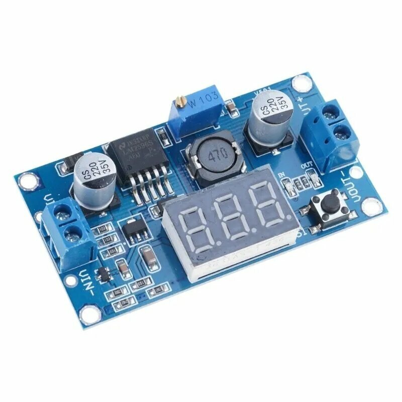Регулируемый понижающий модуль DC LM2596S с цифровым дисплеем вольтметра