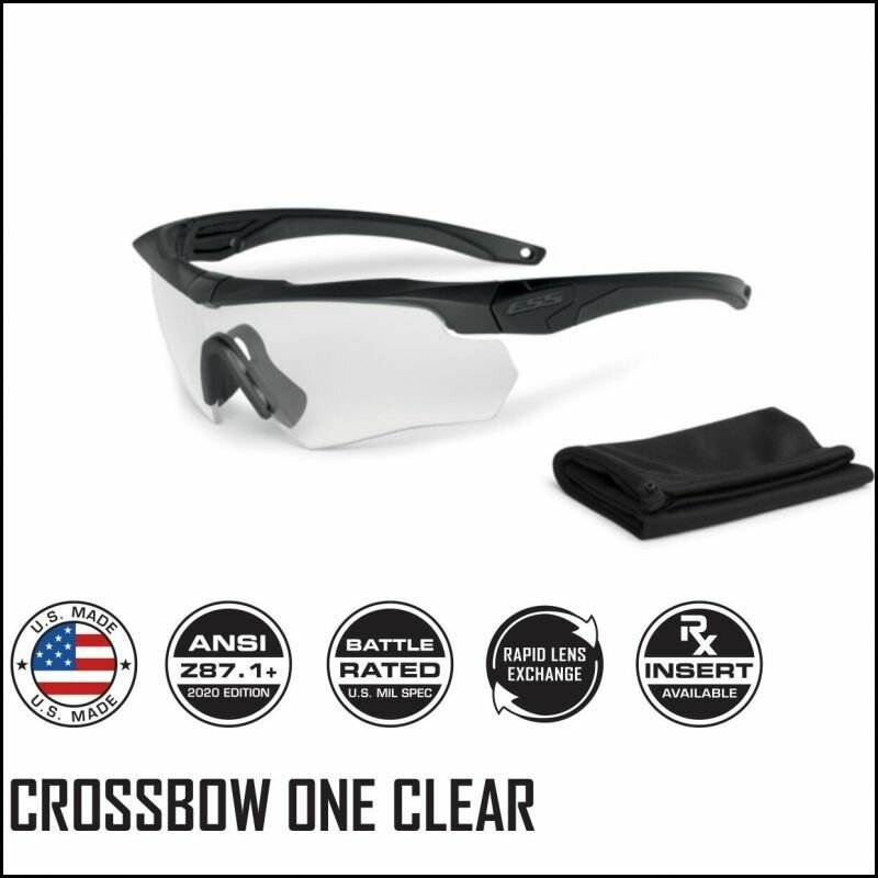 Тактические очки ESS Crossbow One Black Clear прозрачные бестселлер для стрельбы