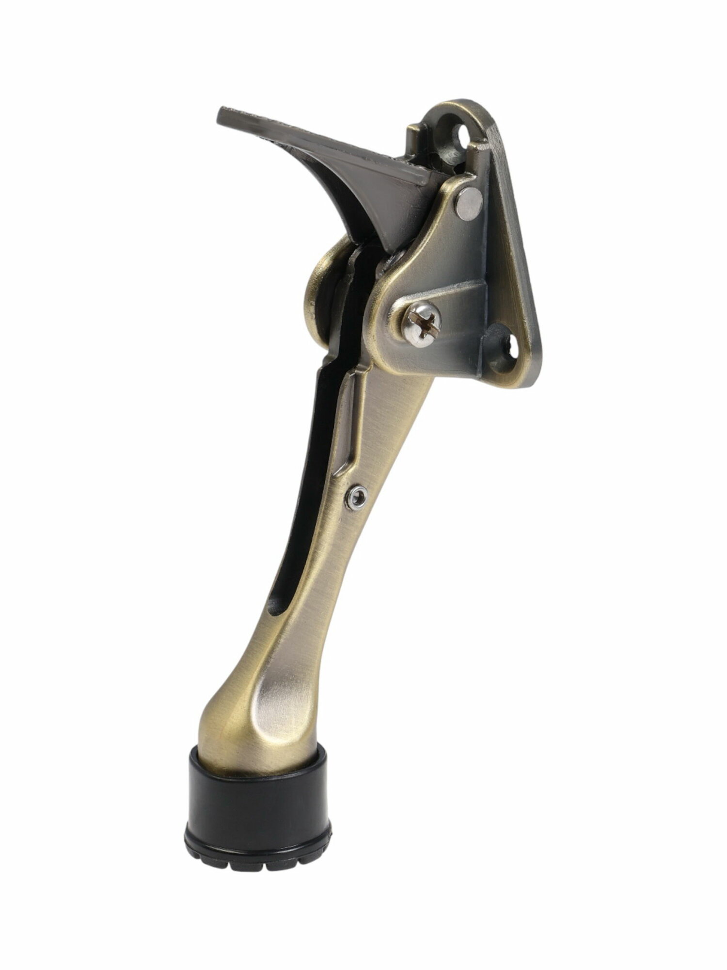 Фиксатор дверной "Козья ножка", с автоподъемом, цвет бронза, размер упаковки: 5 x 4 x 13 см.