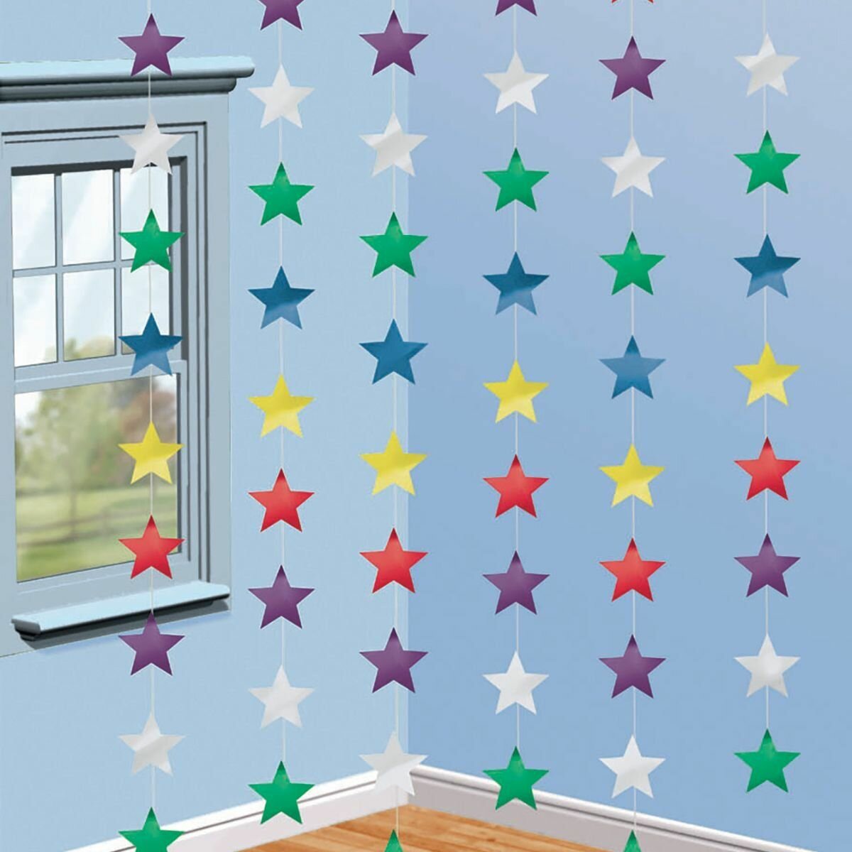 Вертикальная гирлянда Звезды , 210см 6шт