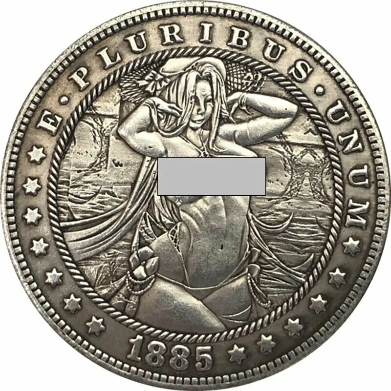 Серебряный доллар США 1879 г. Череп и орел