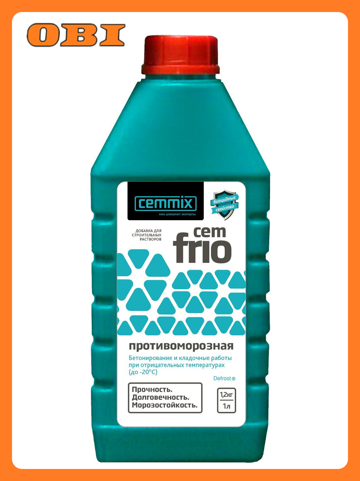 Противоморозная добавка CemFrio Cemmix, для бетона, канистра, 1 л