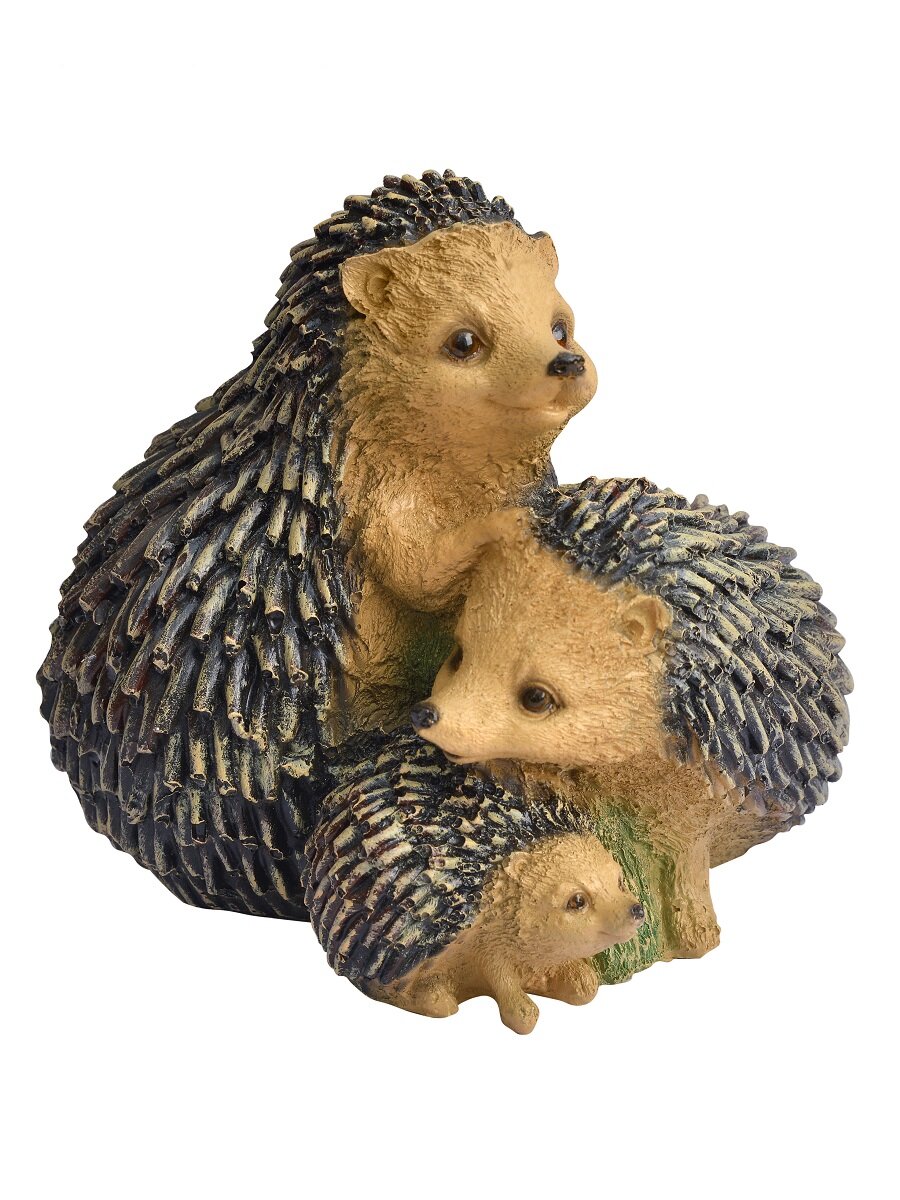 Фигурка садовая Decobraz "Ежики", полистоун, коричневая, 16x19x21 см