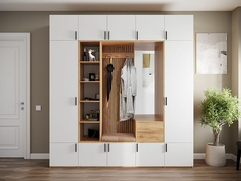 Прихожая в коридор "Дуглас 21" 225х240х50 Дуб крафт золотой / Лотос