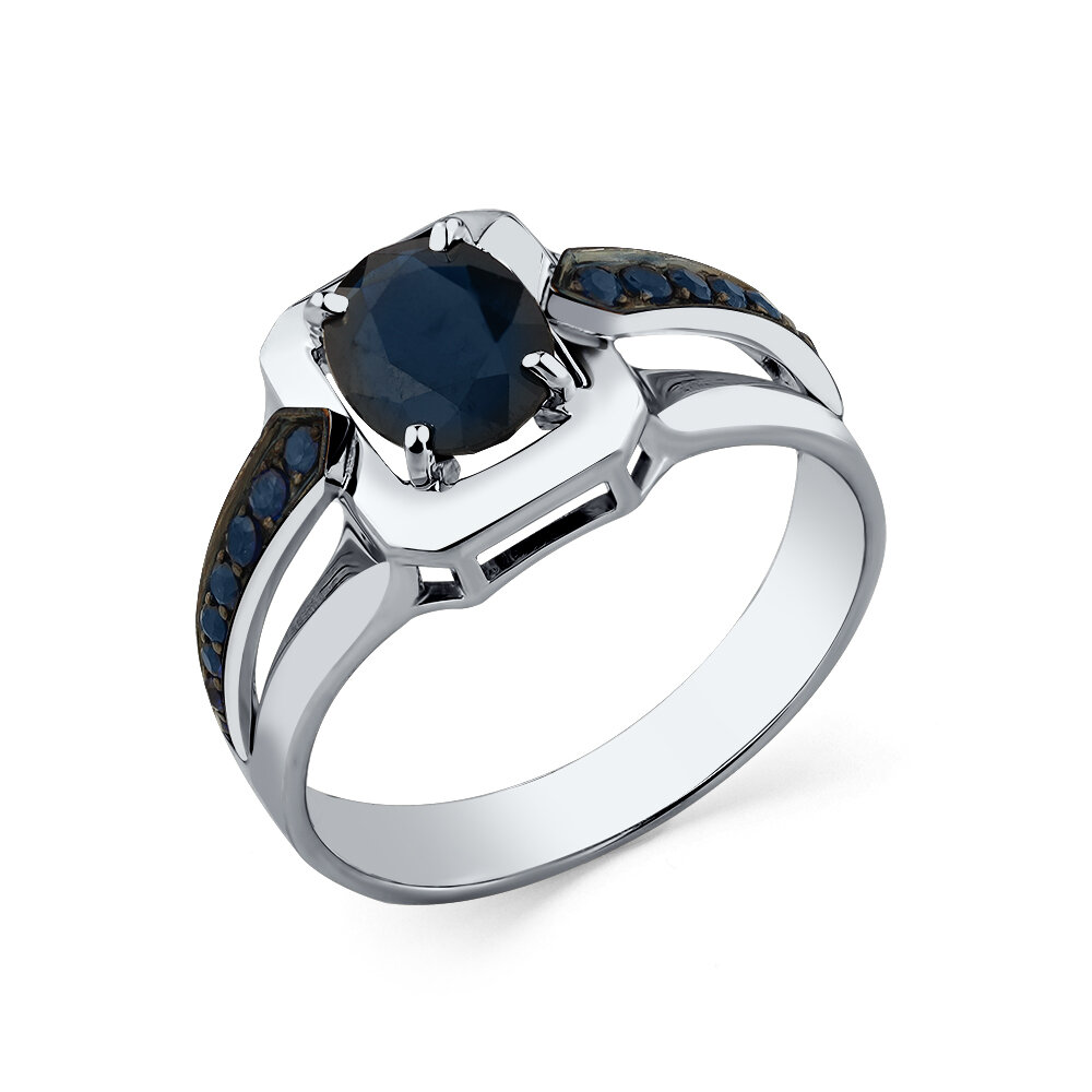 Кольцо, белое золото, 585 проба, сапфир