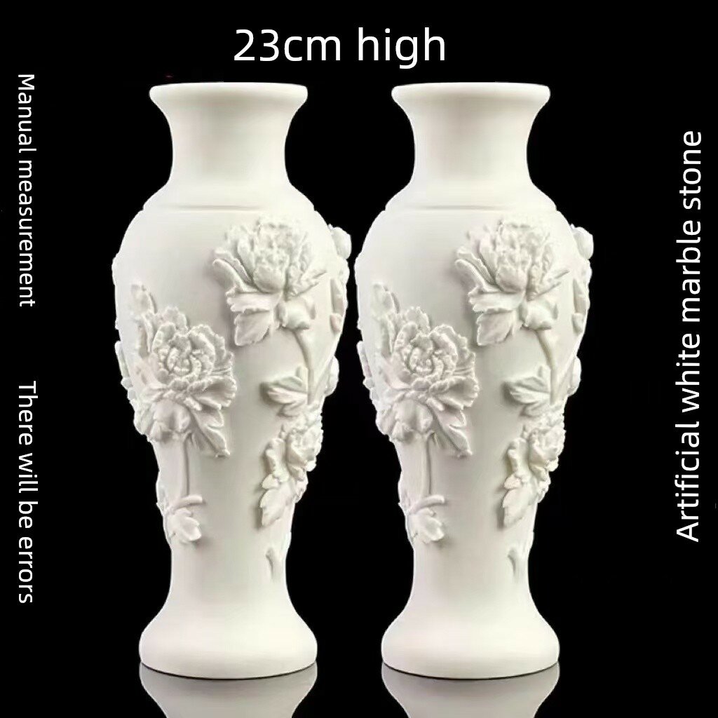 Каменная ваза, высококачественная резьба по камню в китайском стиле, белый мрамор, богатая резьба по камню в виде