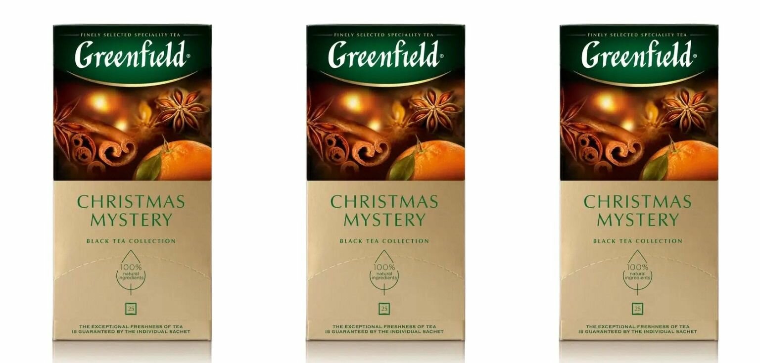 Чай в пакетиках Greenfield Christmas Mystery, корица, 25 пак. х 1,5 гр, 3 уп