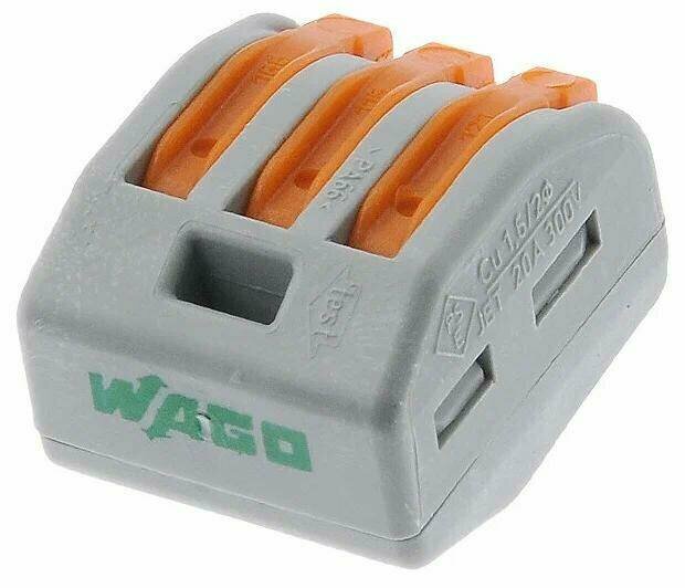 Клемма Wago 222-413 безвинтовой 3х(0,08-4,0) кв. мм для медного провода 50 шт.