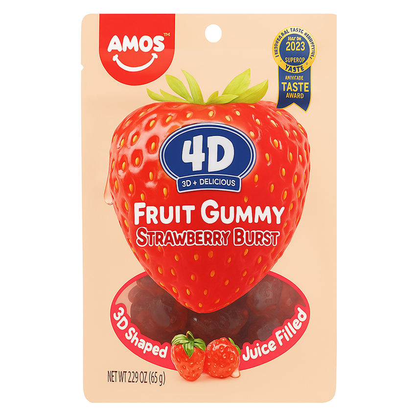 Фруктовый мармелад 4D клубничный вкус 65гр
