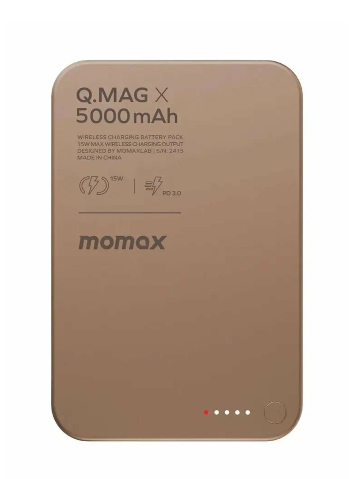 Магнитный повербанк Momax Q.MAG X Magnetic Wireless Power Bank 5000 mAh (Gen 2) - Bronze
