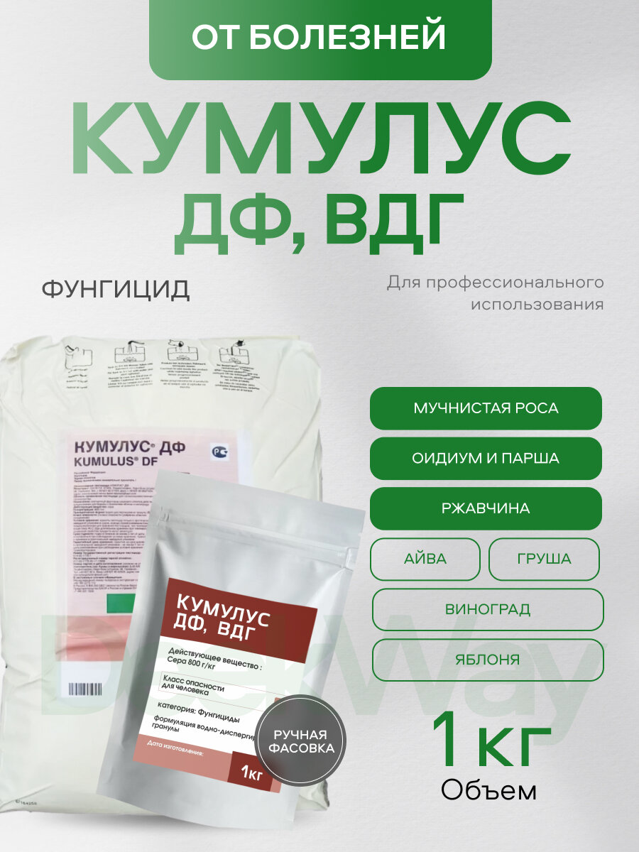 Фунгицид "Кумулус ДФ, ВДГ", для винограда, против мучнистой росы и др. болезней, 1 кг