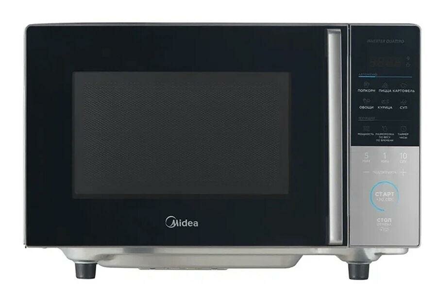 Микроволновая печь Midea EM720CFR-BG inverter quattro, черный/серебристый, 20 л, авто