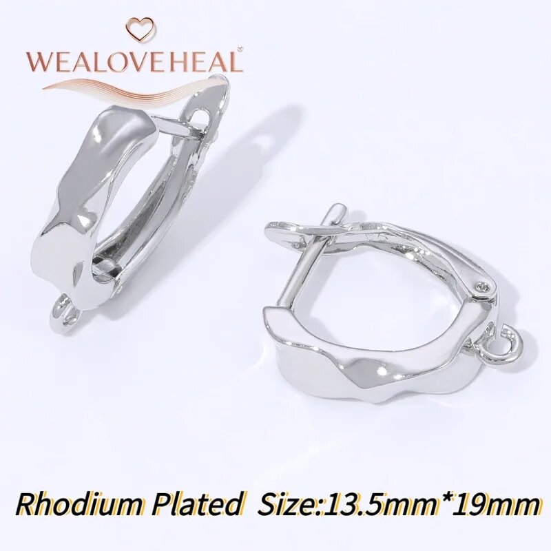 Швензы для сережек WEALOVEHEAL, Rhodium Plated, 13.5*19mm, 2 Pairs