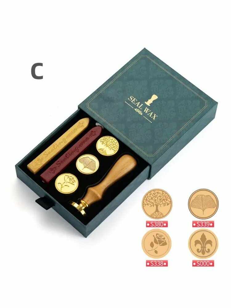 Подарочный набор сургучной печати для конвертовНабор для сургучной печати со свечой и лампами