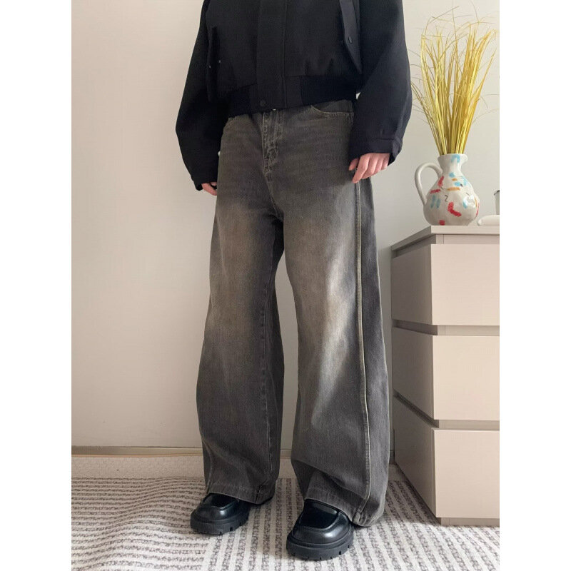 Тренд RONG CH Унисекс Джинсы Стрейт Европейский Винтаж Стиральные Премиум Деним, Размер_3XL