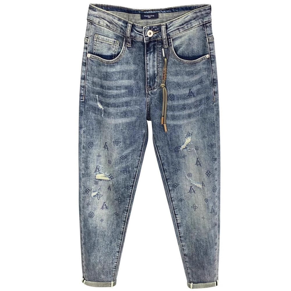 MON Мужские Джинсы Мода Черные Эластичные Молния Слим Ремень Деним, Размер_31