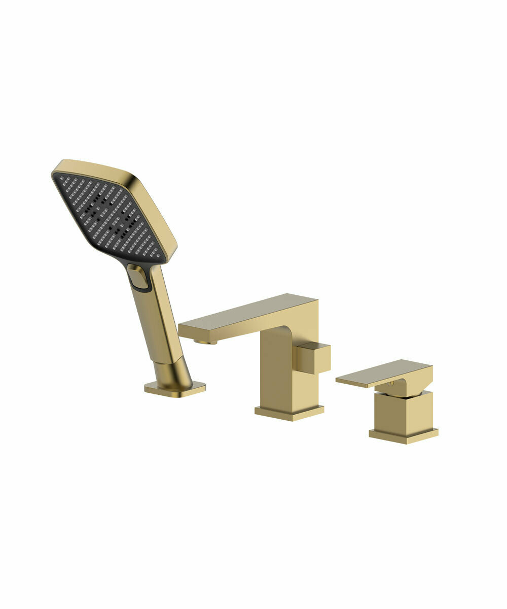 Смеситель на борт из латуни Vieir V393532-S с водопадом, матовым золотом