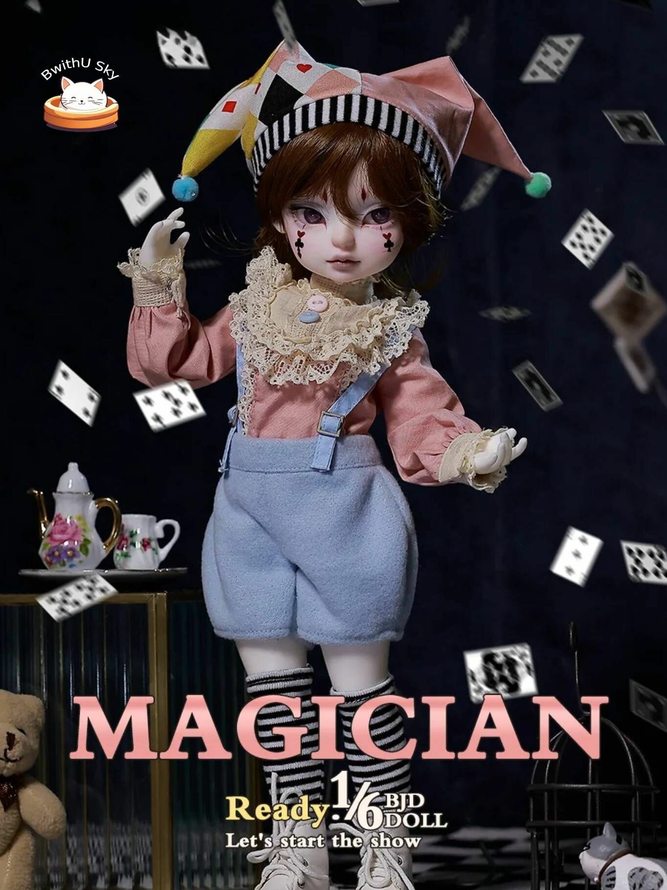 BwithU 1/6 BJD Magician жокулька с колодой карт! Тренд в российском мире куклов!