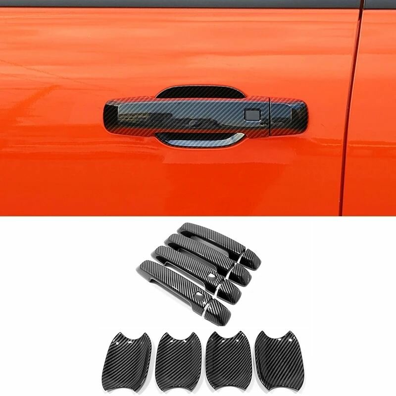 Ручка дверная автомобильная, арт. Накладка на дверную ручку и чашу из углеродного волокна ABS для GWM WEY Tank 300 2021–2023, декоративная рамка и наклейка, аксессуары для тюнинга автомобиля, 14 шт.