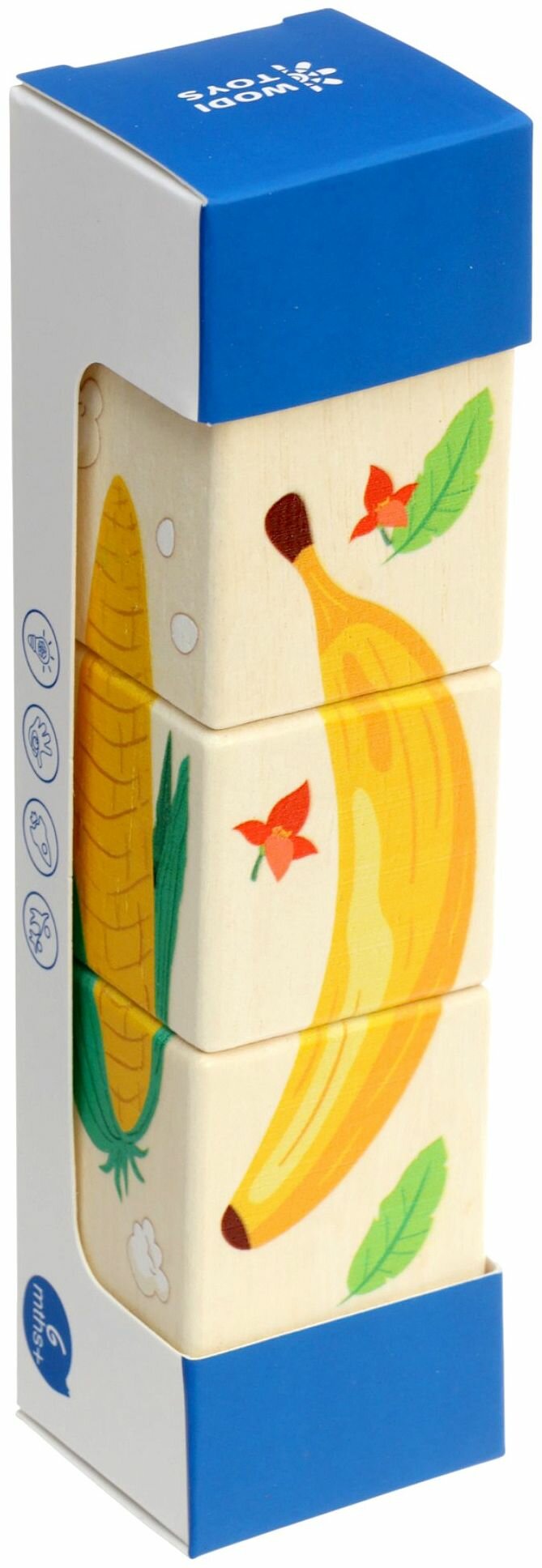 Цветные деревянные кубики на оси "Овощи", конструктор для малышей, развивающая головоломка, логическая игра для детей, 3 штуки