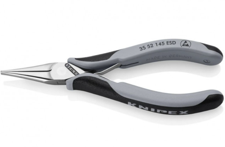 Длинногубцы Knipex захватные для электроники ESD, антистатические, плоские губки, 145 мм, 2-комп ручки