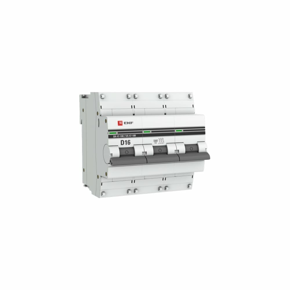 Автоматический выключатель EKF PROxima ВА 47-100, 3P, 16А, 10kA mcb47100-3-16D-pro