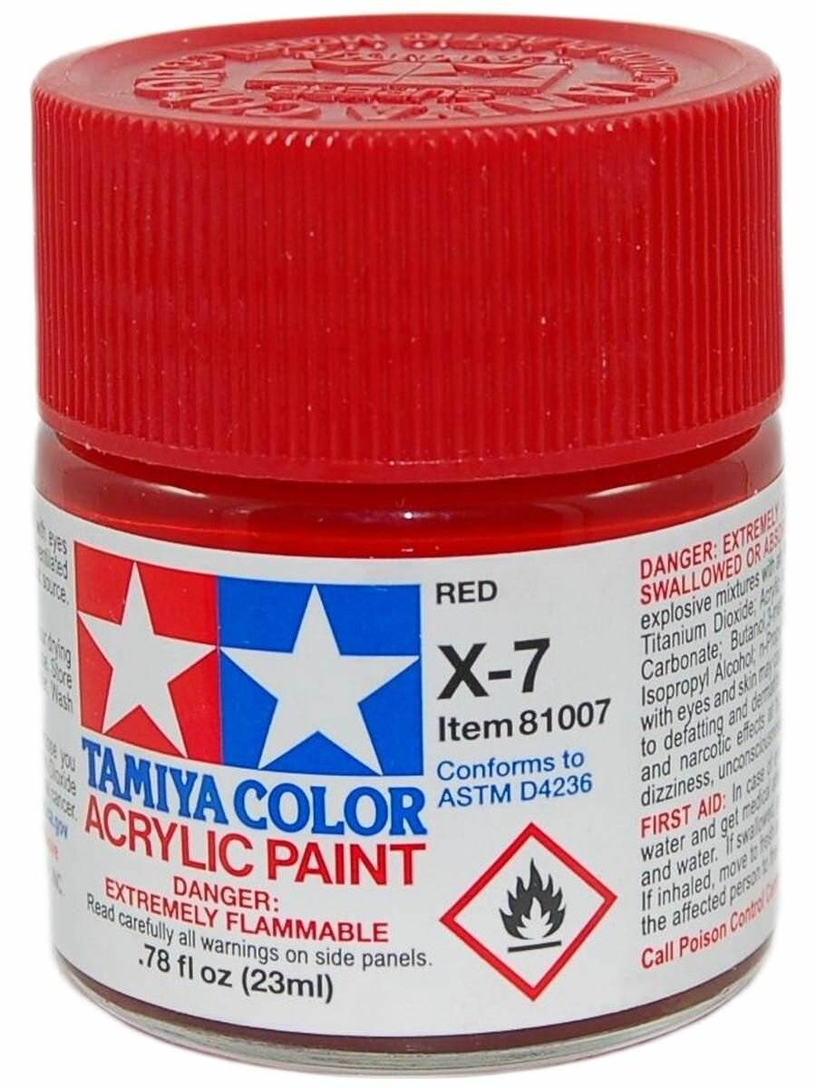 X-7 Red gloss (Красный глянцевый) акриловая краска 23 мл.