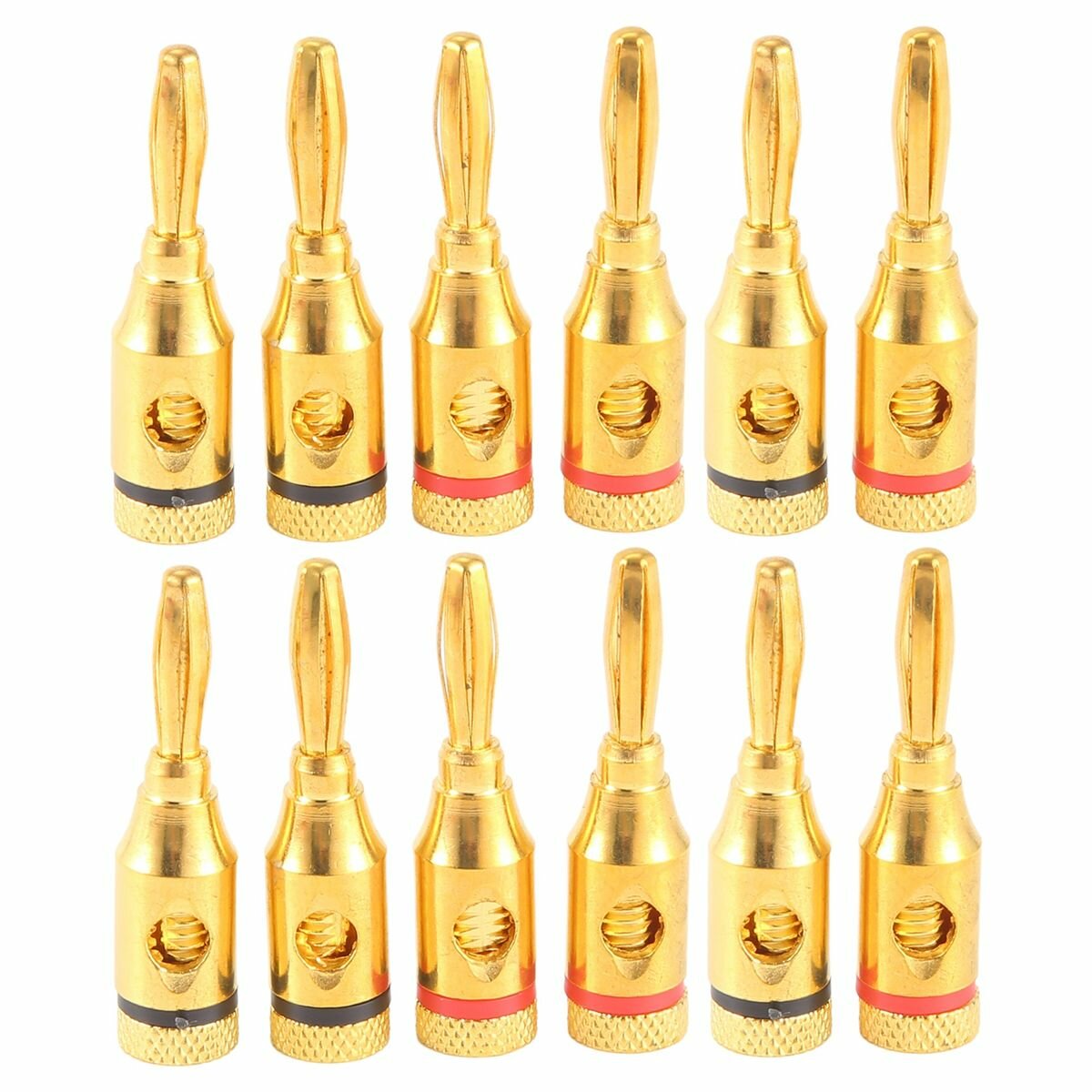 Позолоченный банановый штекер или разъем (открытого винтового типа) (6 пар (12 штекеров)) Аудио акустический провод
