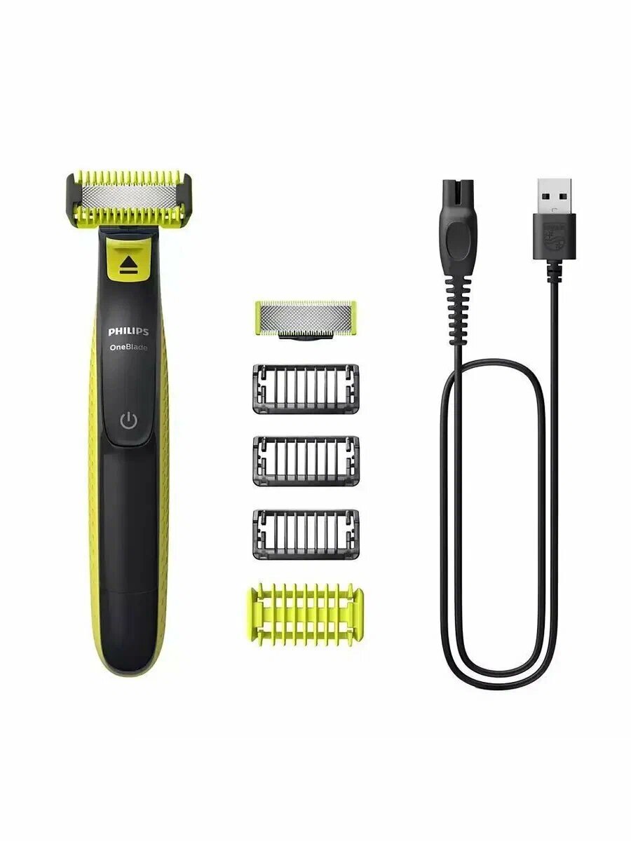 Триммер Philips QP2824/10, черный/ зеленый, 5 насадок, влагозащищенный корпус