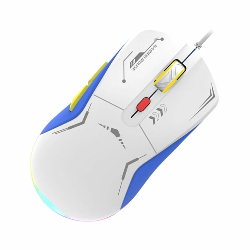 Игровая проводная мышь mechanical RGB lightweight gaming macro definition chicken luminous mouse-белая